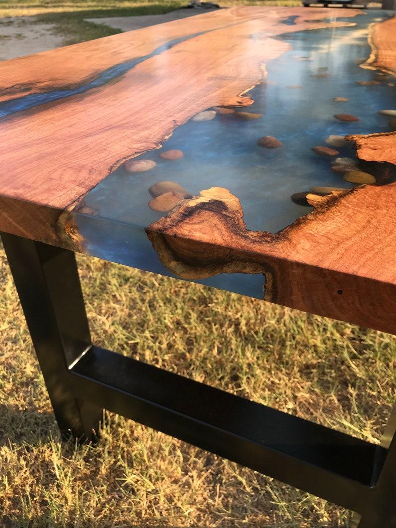 Mesquite River Dining Table W/ River Rocks - Etsy
