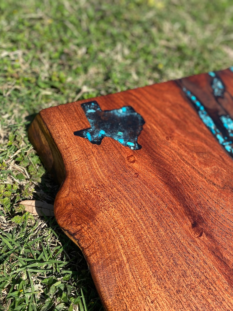 Mesquite Cutting Board W/ Turquoise Inlay - Etsy