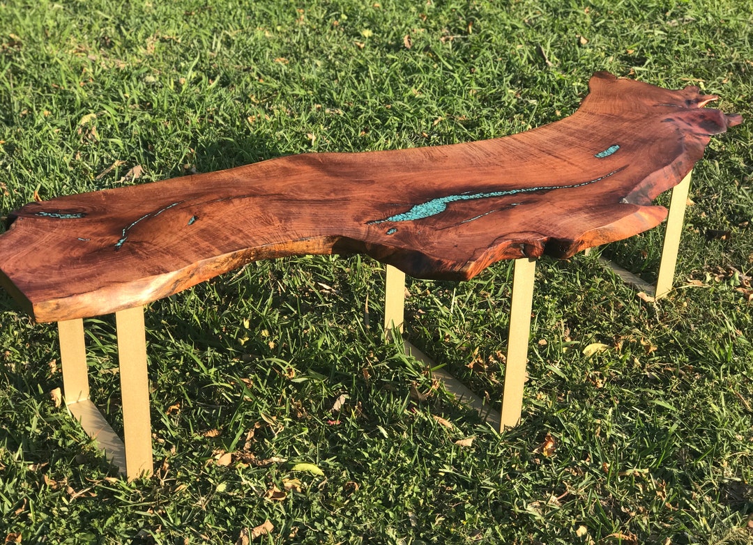 Mesquite Coffee Table/entry Bench W/ Turquoise - Etsy