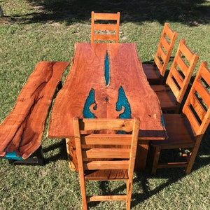 Handcrafted Mesquite Dining Table Set for 8 W/ Matching Mesquite Chairs ...