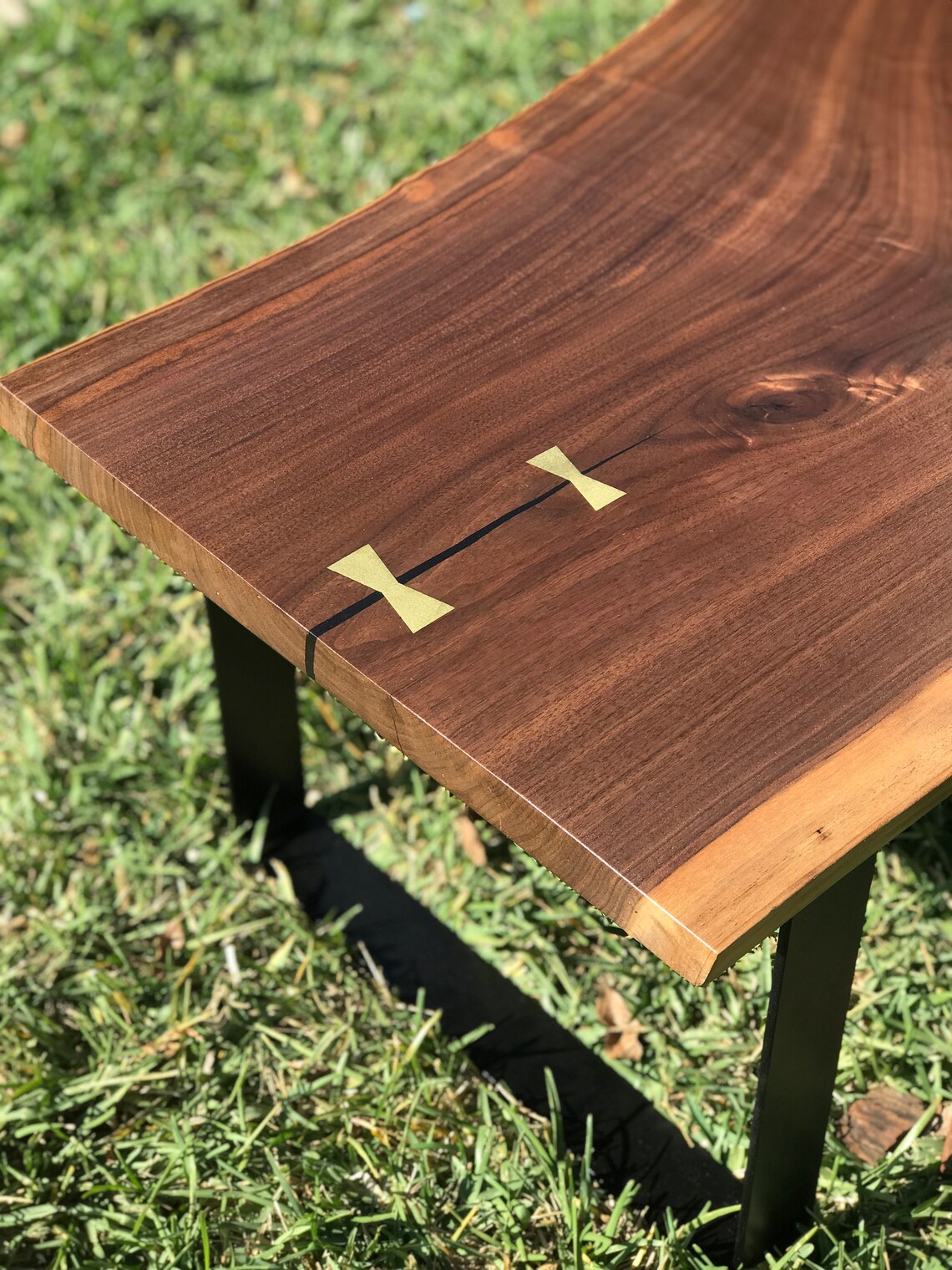 Black Walnut Coffee Table W/ Brass Bowties | Etsy