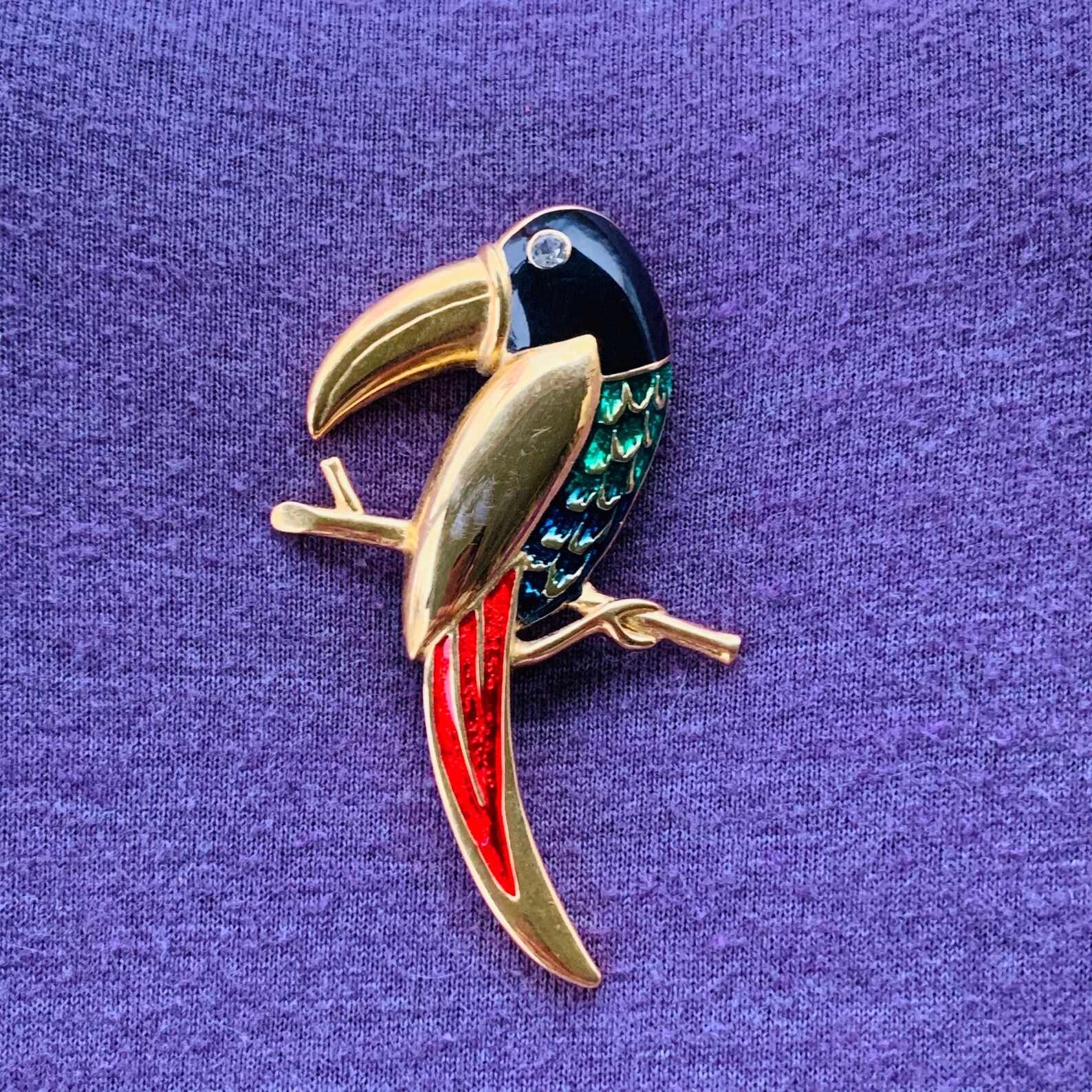 Vintage Enamel Toucan Pin - Etsy