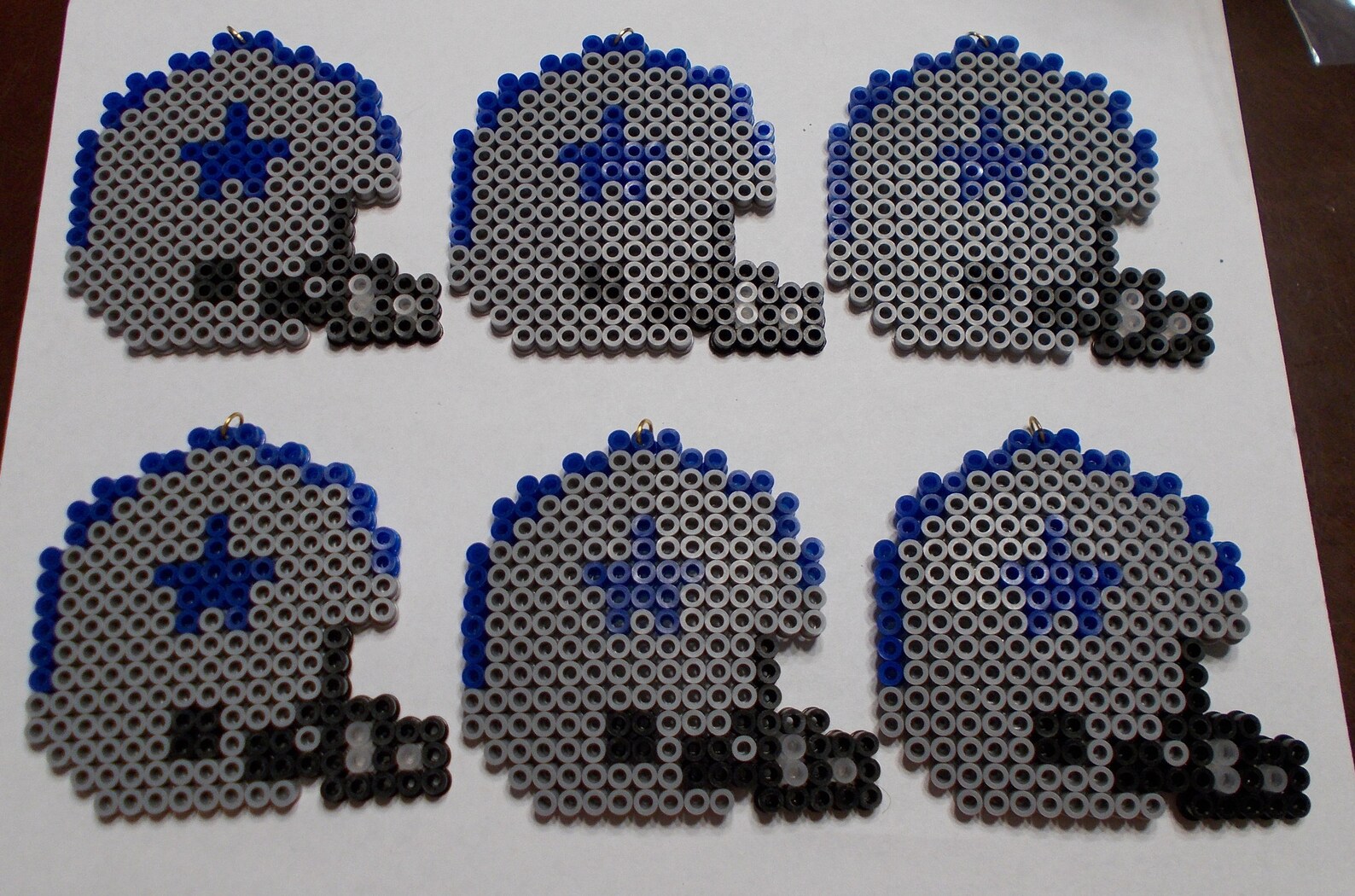 Set of 6 Dallas Cowboys Football Helmet Perler Bead Ornaments - Etsy