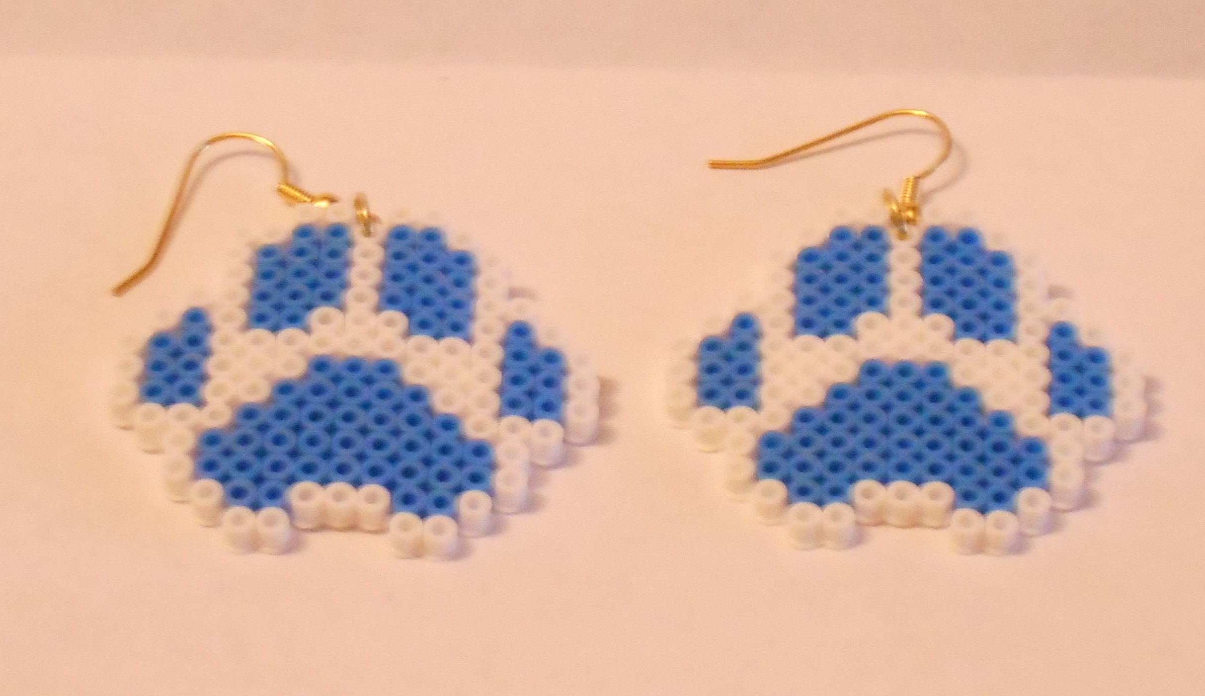 Blue Paw Print Earrings Mini Perler Beads - Etsy