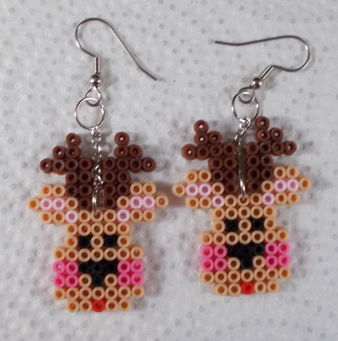 Reindeer Mini Perler Bead Earrings - Etsy