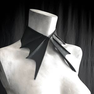 Nightfall Bat Collar Necklace - Black Faux Vegan Leather Gothic Vampire ...