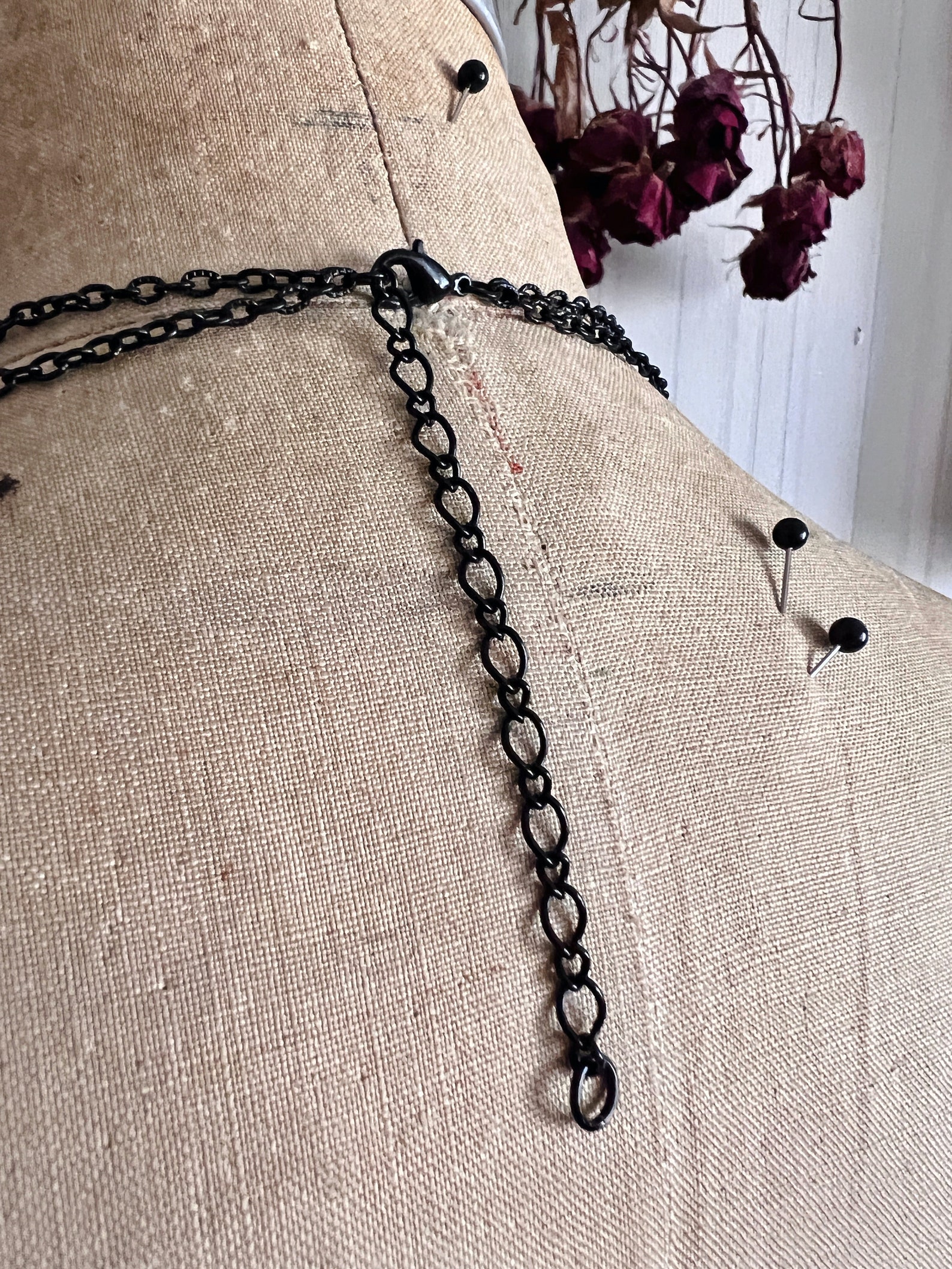 Blackened Vertebrae Long Spike and Spine Black Lariat Chain - Etsy