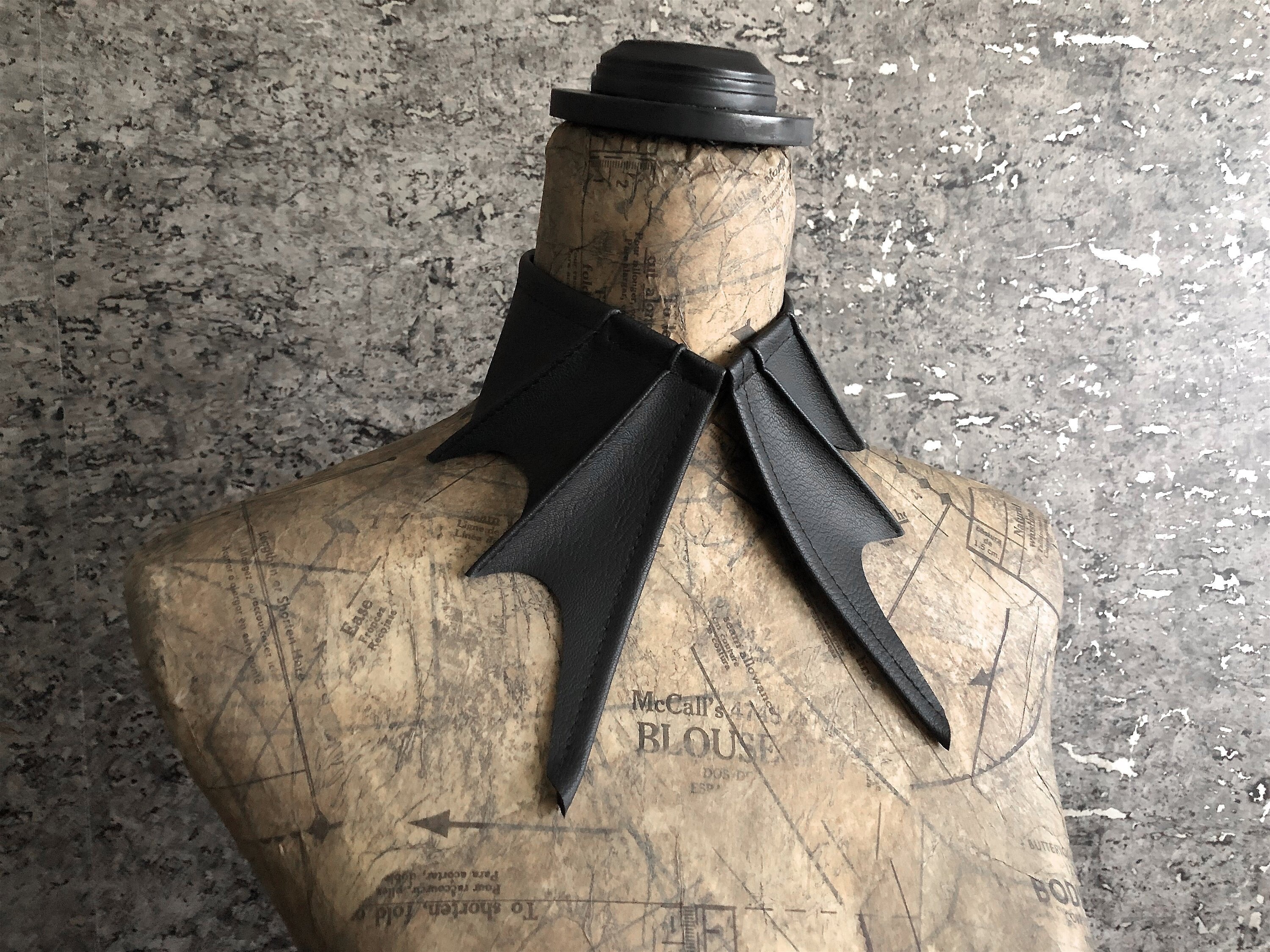 Nightfall Bat Collar Necklace - Black Detached Faux Vegan Leather ...