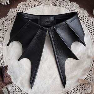 Nightfall Bat Collar Necklace - Black Faux Vegan Leather Gothic Vampire ...