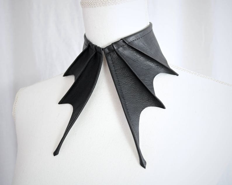 Nightfall Bat Collar Necklace Black Faux Vegan Leather - Etsy