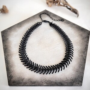 Blackened Vertebrae - Spine Chain Necklace in Black Matte - Fishbone ...