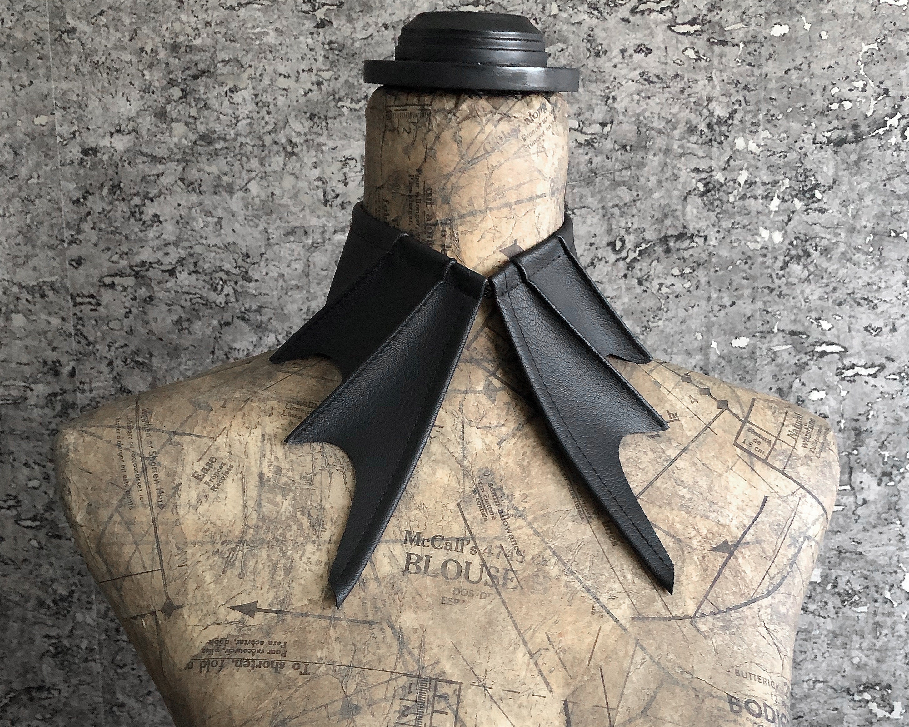 Nightfall Bat Collar Necklace - Black Detached Faux Vegan Leather ...