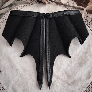 Nightfall Bat Collar Necklace - Black Faux Vegan Leather Gothic Vampire ...