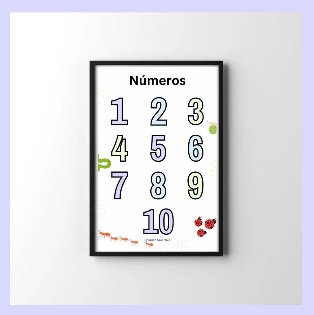SPANISH Numbers Poster, Montessori Learning, Educational Worksheets ...