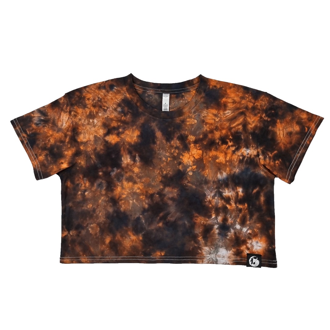 Orange and Black Tie Dye Crop Top, Orange Tye Dye Crop Top, Fiery Tie ...