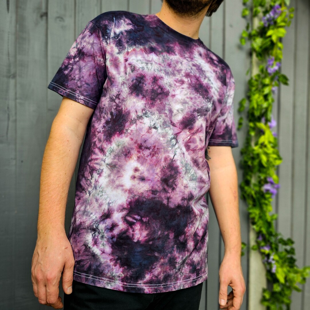Smoky Purple Tie Dye T Shirt, Dark Purple Tie Dye Shirt, Grey Purple ...