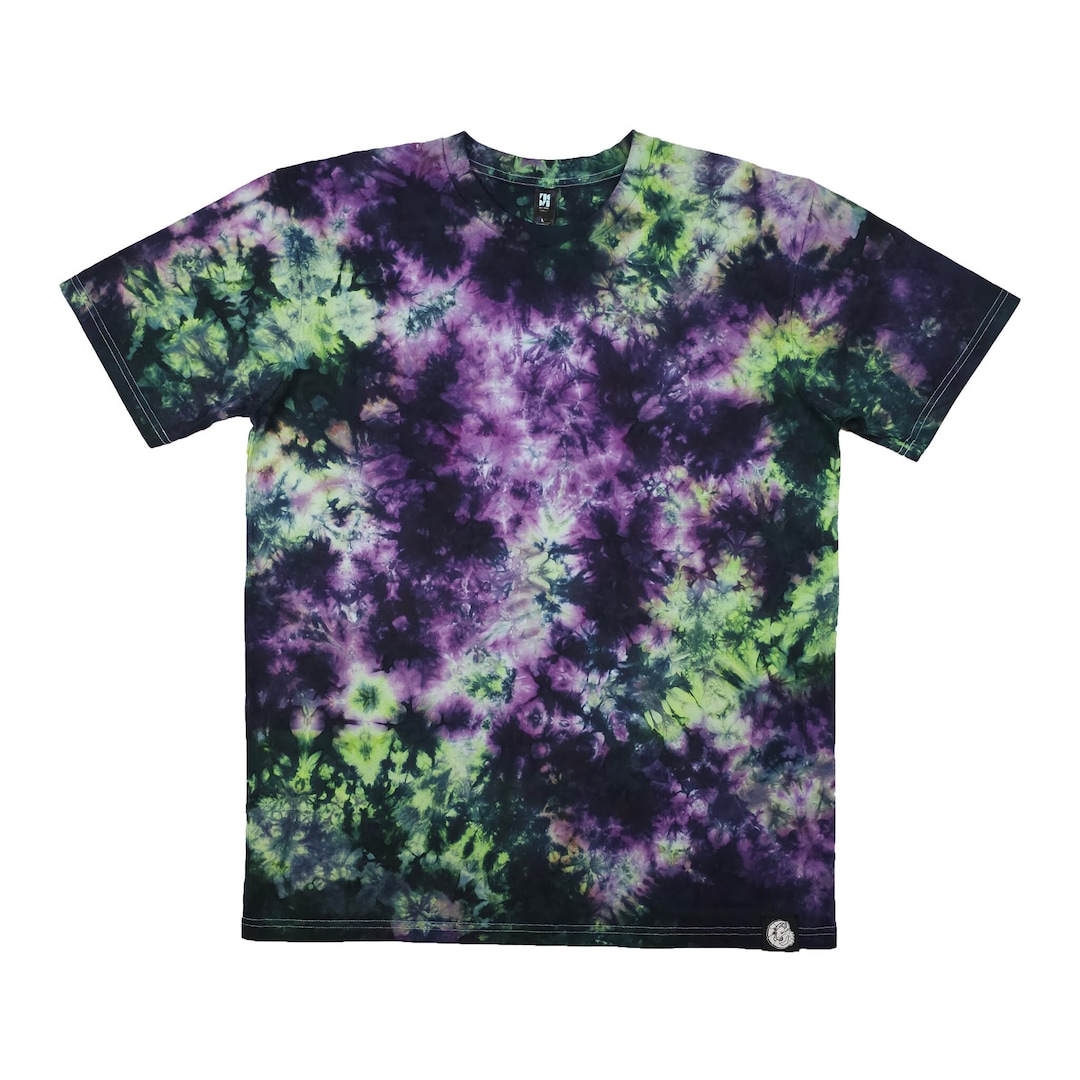 Electric Green and Deep Purple Tie Dye T-shirt, Purple and Green Camo ...