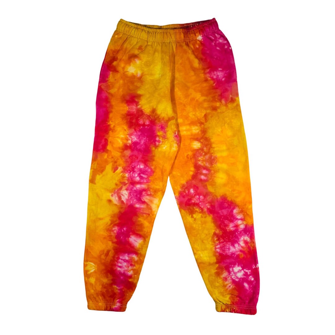 Fruit Salad Tie Dye Jogging Bottoms: Orange and Pink Pattern Sweatpants ...