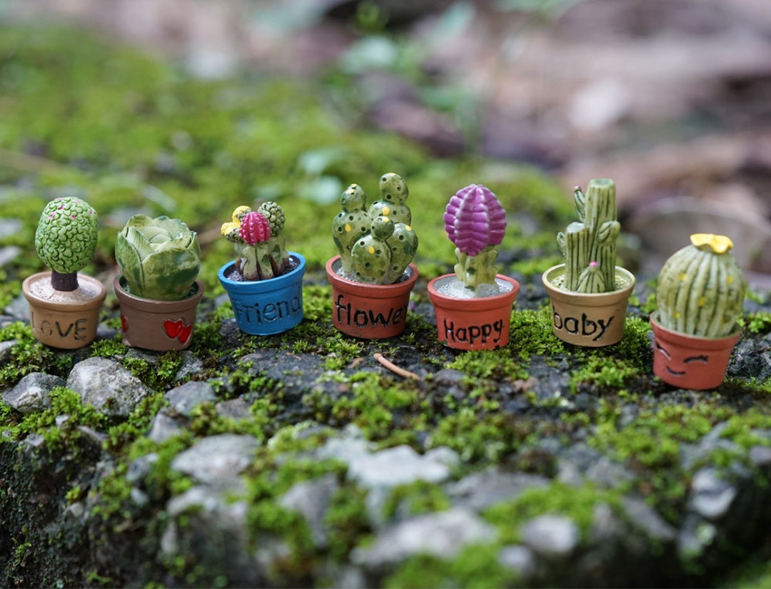 Set 7pcs Miniature Small Tiny Cute Flower , Potted Plant Fairy Garden ...