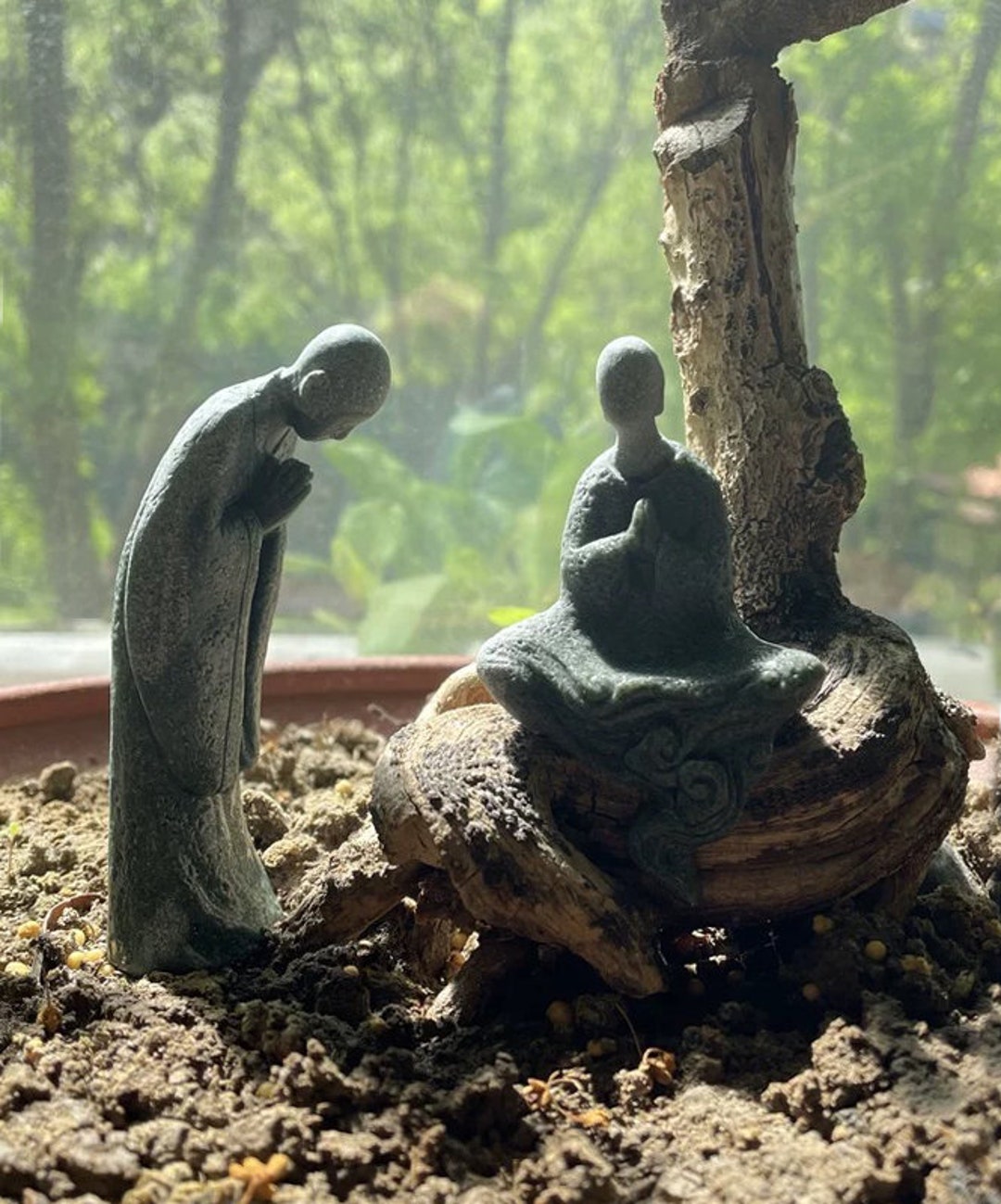 Miniature Small Monk Buddha Bowing and Meditation Figure Fairy Garden ...