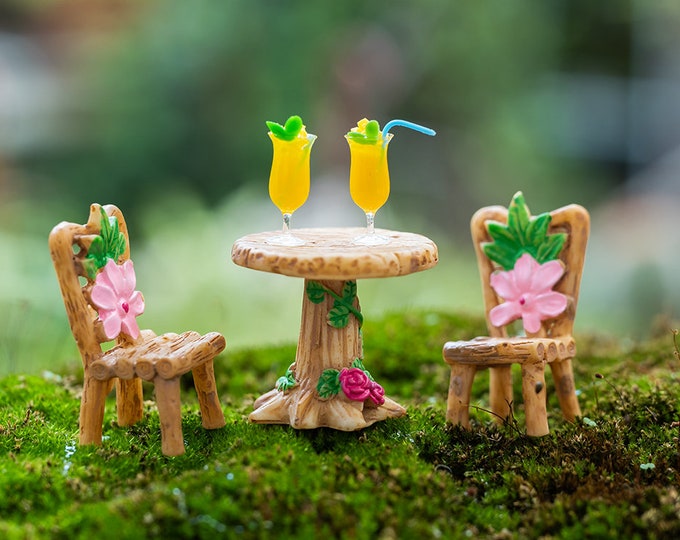 A Set of 6pcs Fairy Garden Accessories Miniature Chairs, Table and ...