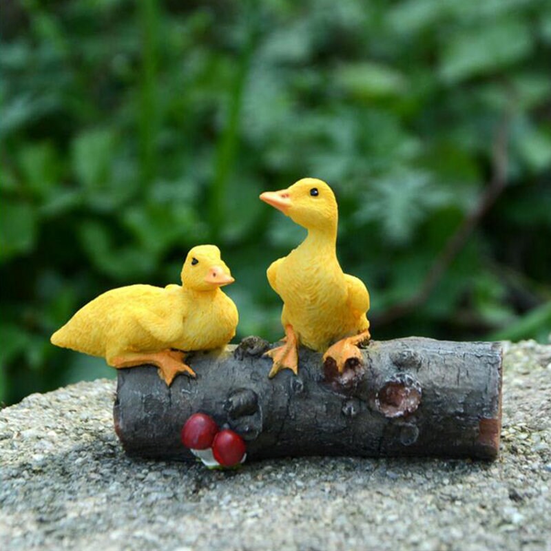 Miniature Small Two Ducks Sit on Stone Animal Figurines Fairy - Etsy