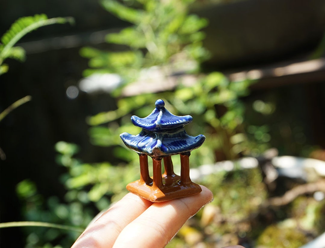 4CM Miniature Tiny Double-deck Quadrangle Pavilion Figure Fairy Garden ...