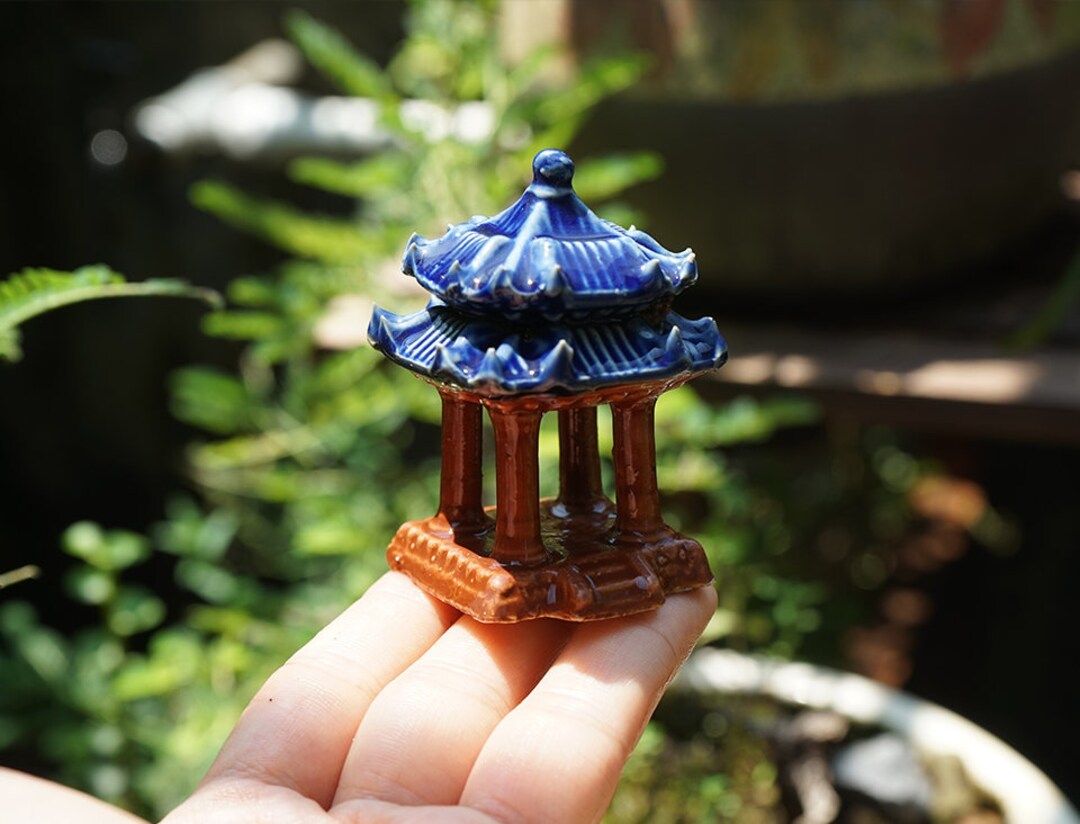 7CM Miniature Small Double-deck Pavilion Figure Fairy Garden Supplies ...