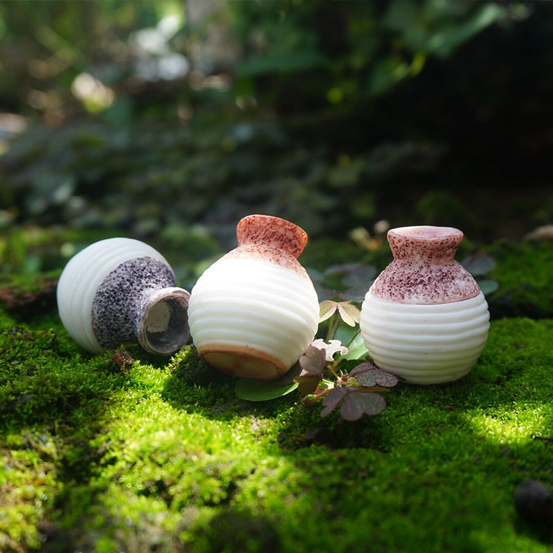 A Set 3pcs Resin Mini Vase , Fairy Garden Supplies Miniature Small Vase ...