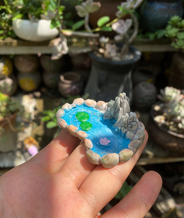 Miniature Tiny Pool With Rockwork Figure Fairy Garden Supplies - Etsy