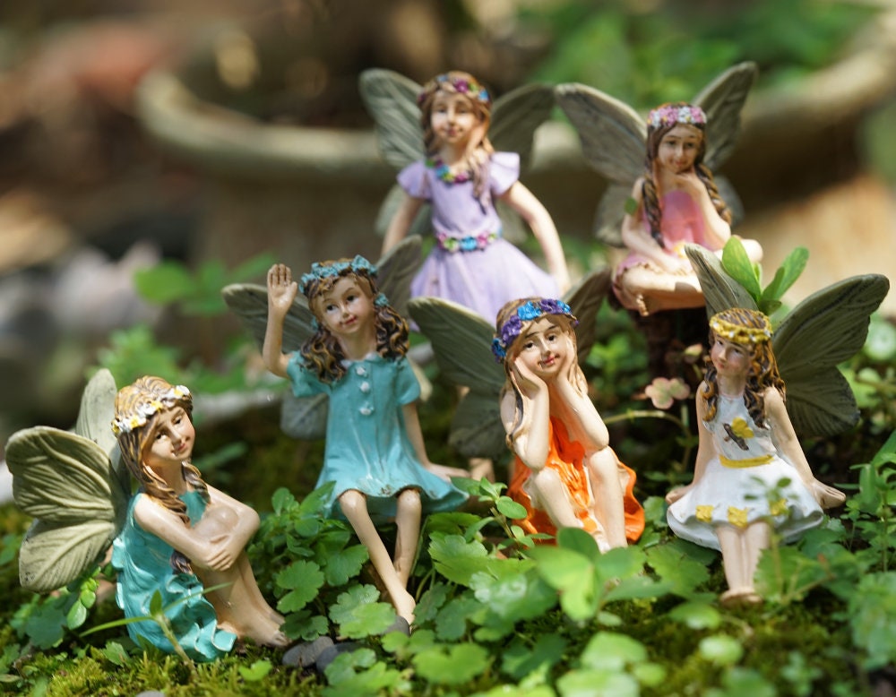 Set of 6pcs Fairy Garden Miniature Small Fairy Girls mini Garden Supplies DIY Terrarium Accessories Animal Figurine 6pcs Etsy