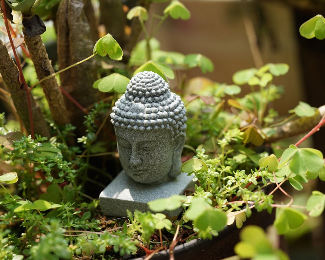 Miniature Small Buddha Head Figure Fairy Garden Supplies Terrarium ...