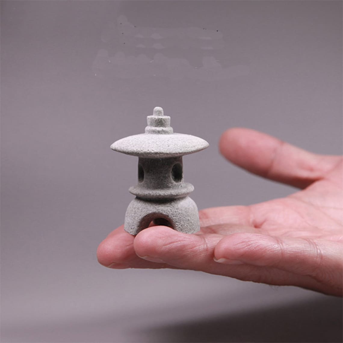 Miniature Small Zen Style Stone Lamp With Three Holes Figure - Etsy
