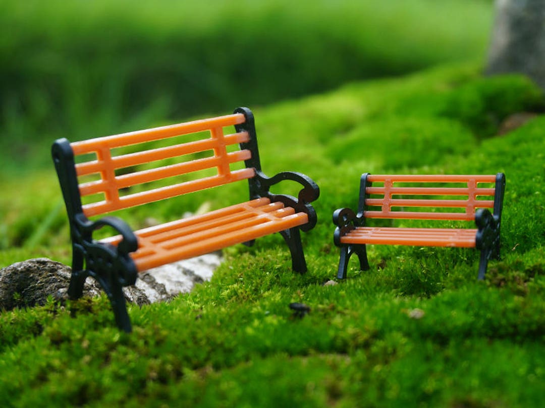2pcs Fairy Garden Mixed Size Tiny Park Bench Mini Garden Supplies ...