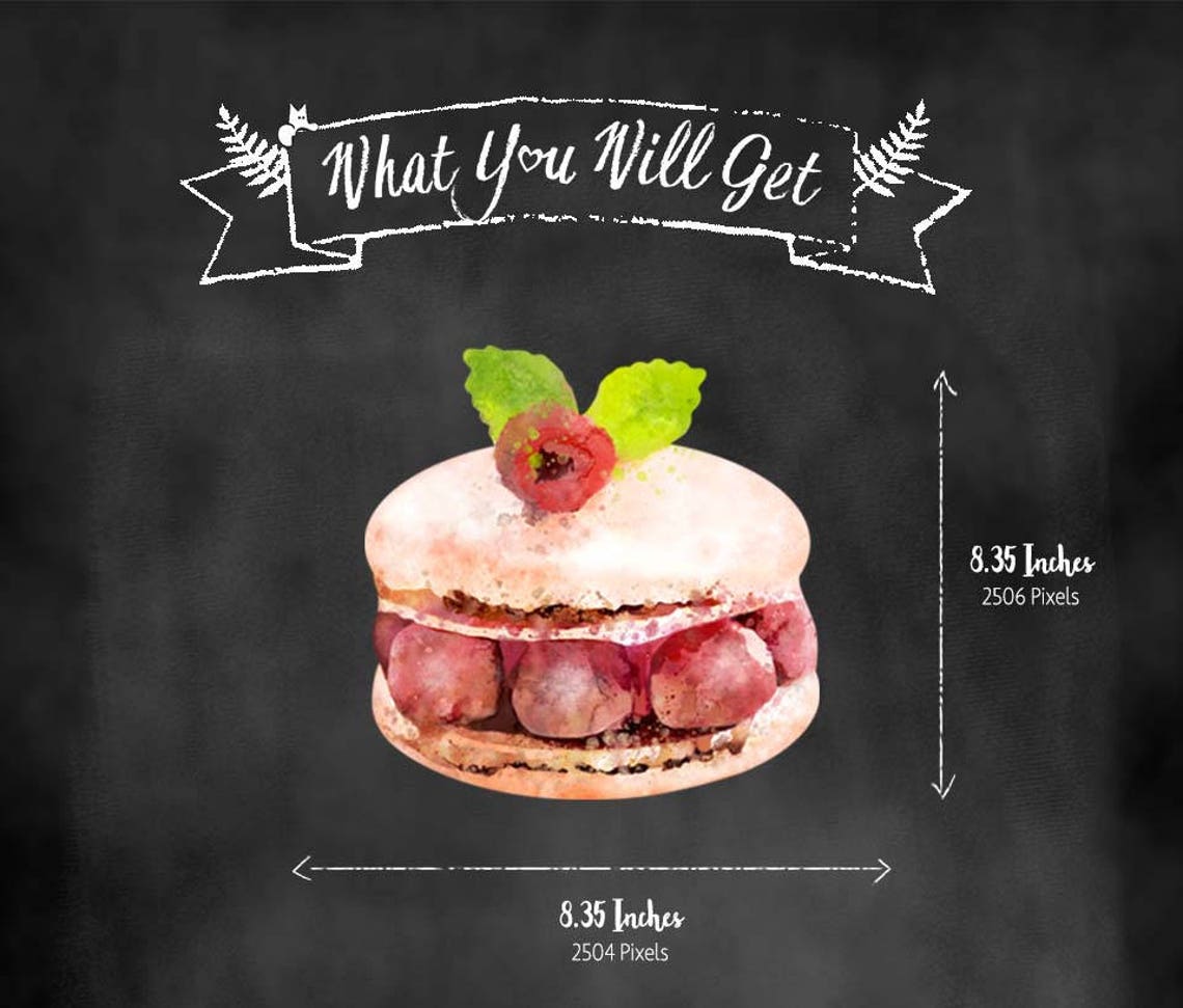 Raspberry Macaron Clipart, Digital Macaron Art, Dessert Clipart, Sweets ...