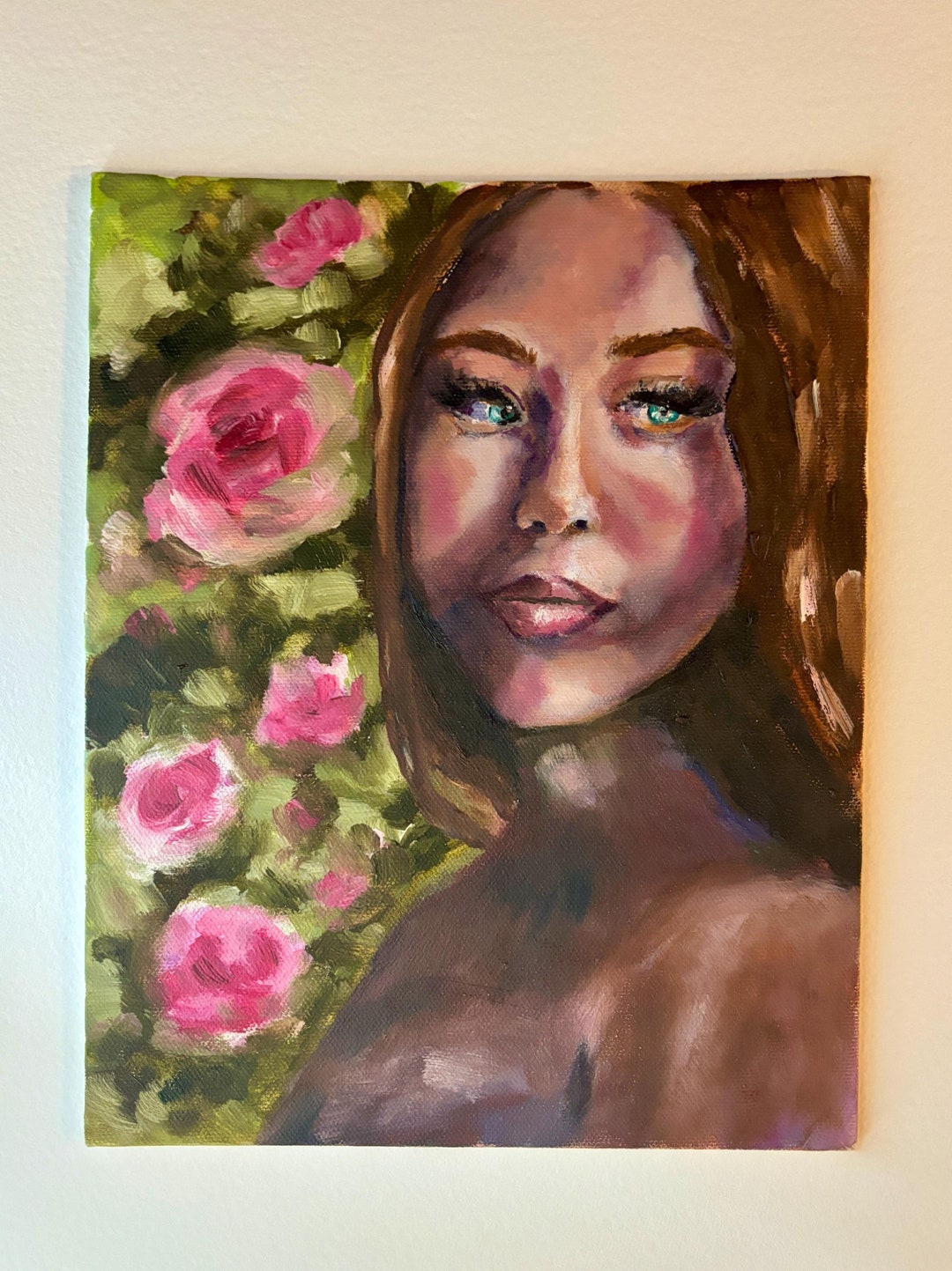 Portrait of Woman in Trees/green Foliage Background, Oil Painting - Etsy