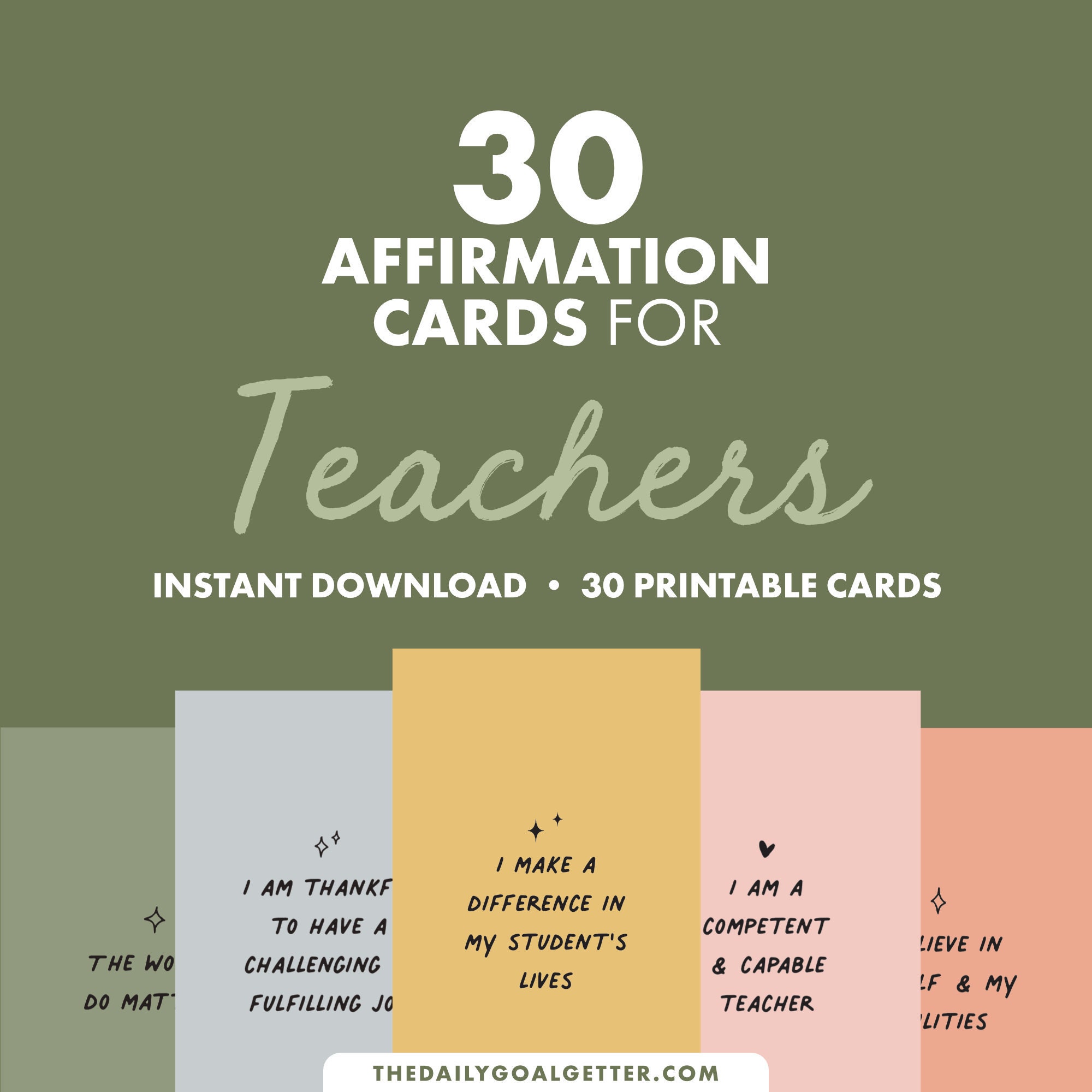 Positive Teacher Affirmation Cards Positive Words of | Etsy