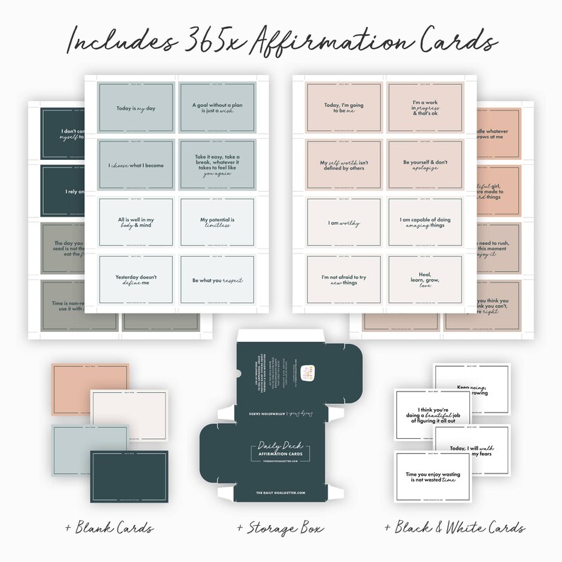 365 Daily Affirmation Cards: Printable Power Thought Deck (digital ...