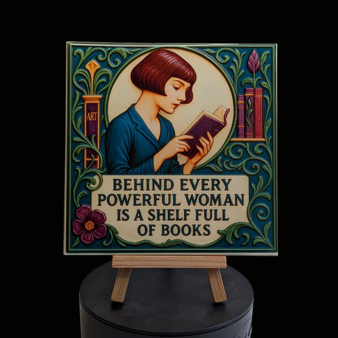 6” X 6” Ceramic Tile – “woman and Books” Art Tile – Heritage Décor ...