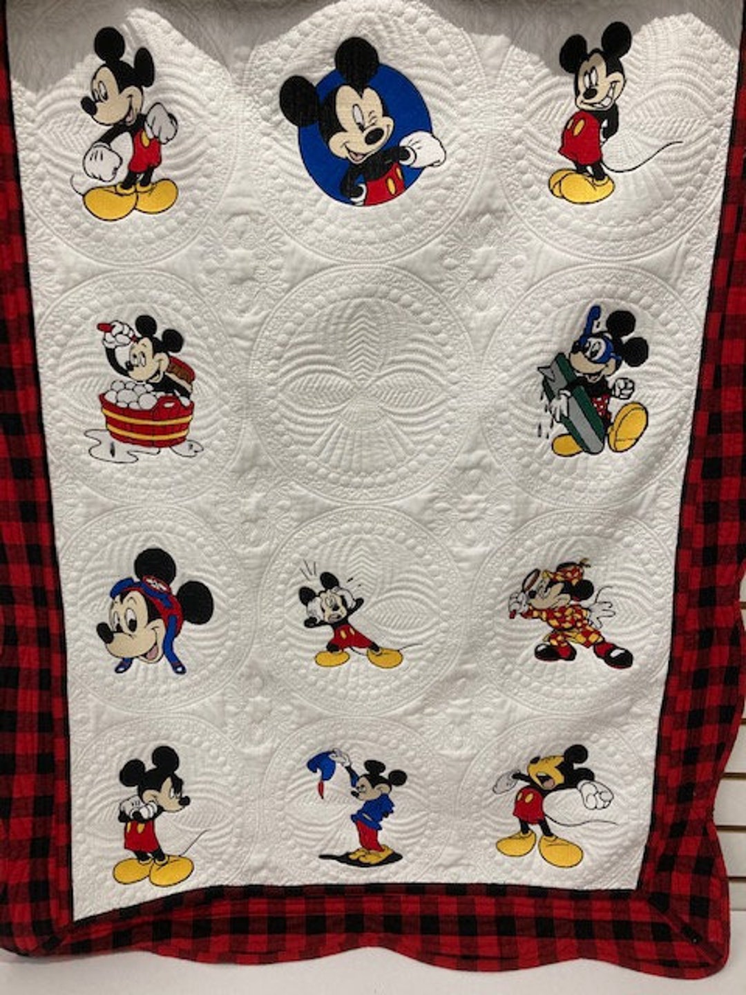 Mickey Mouse Quilt, Heirloom Quilt, Embroidered Quilt, Personalized ...
