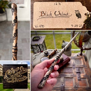 Hand Carved Black Walnut Wand // Hand Carved Wand // Wizard Wand ...