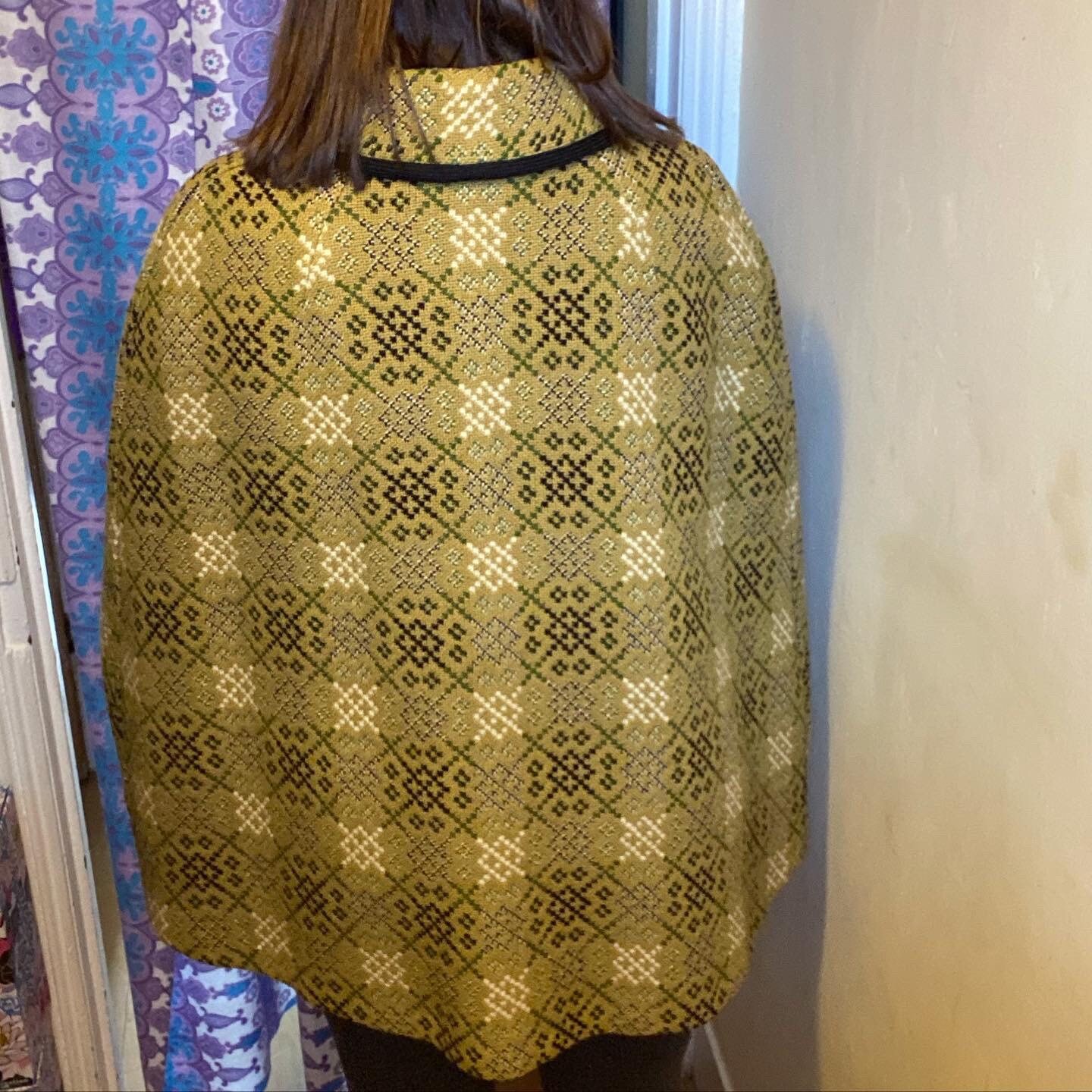 Vintage Welsh Wool Mustard Yellow Tapestry Cape From Welsh - Etsy