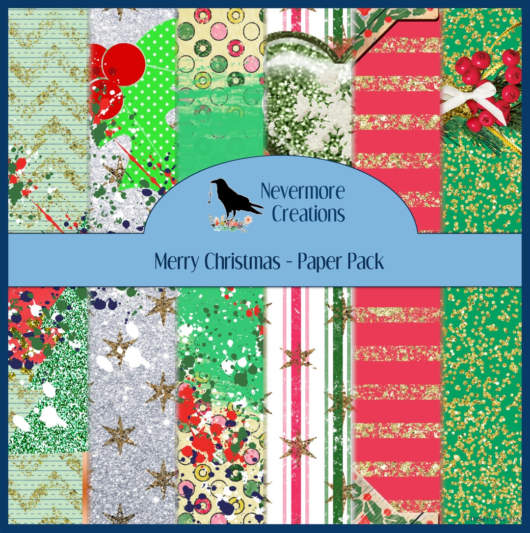 Merry Christmas DIGITAL Paper Pack - Etsy