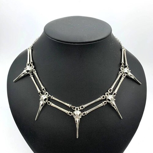 Morgana Necklace Choker Bird Skull Lariat Pendant - Etsy