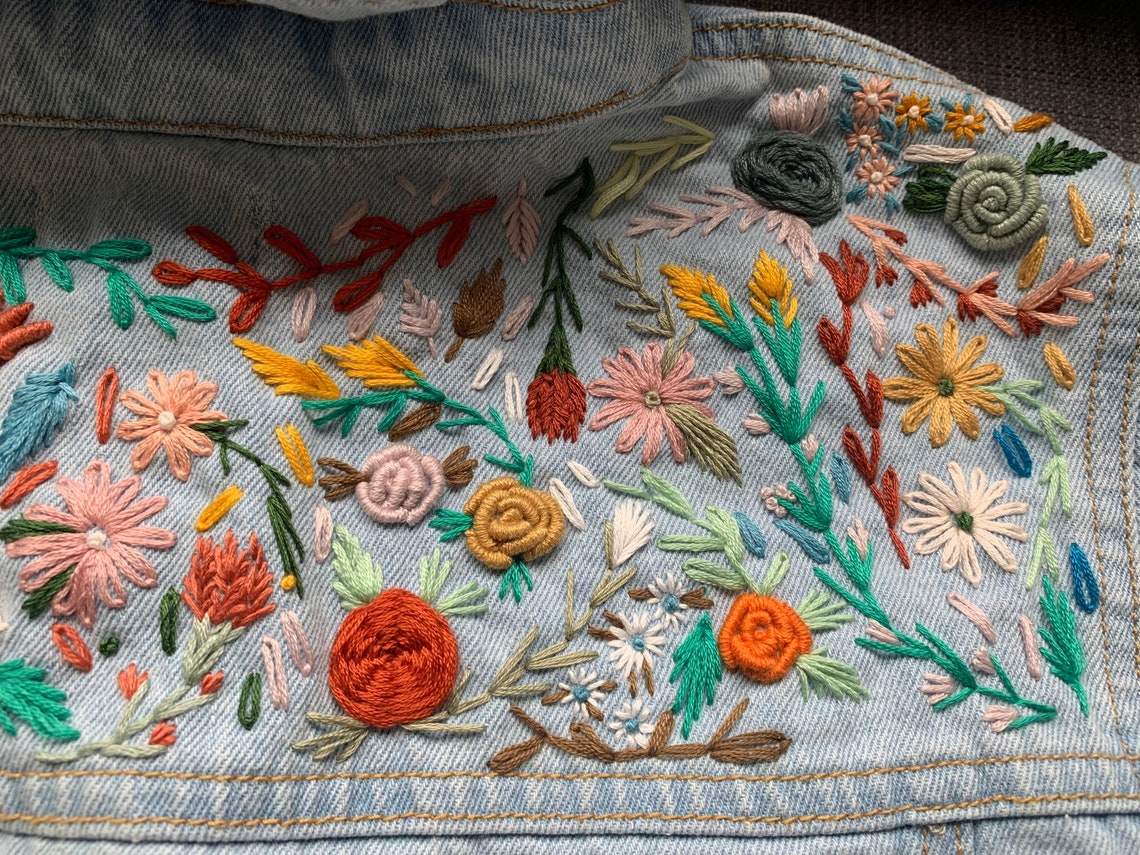 Hand Embroidered Custom Denim Jacket - Etsy
