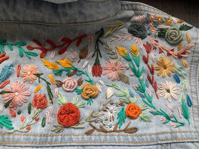Hand Embroidered Custom Denim Jacket - Etsy