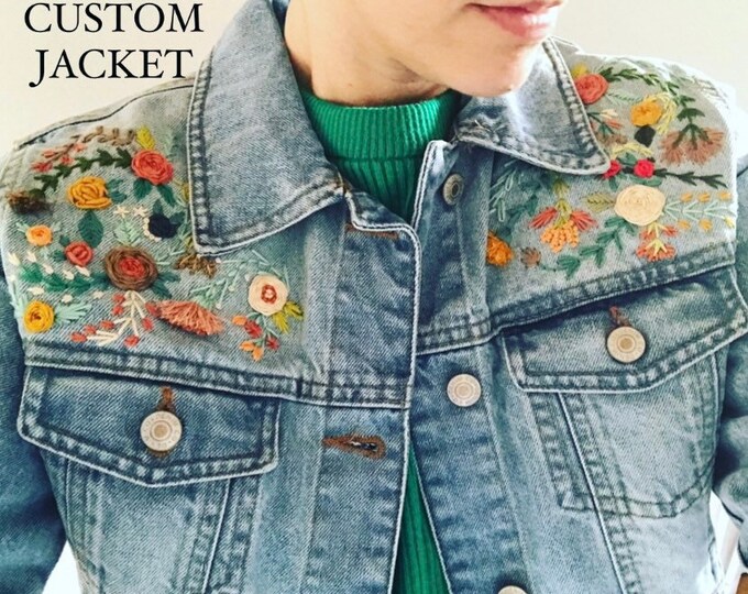 Hand Embroidered Custom Denim Jacket | Etsy