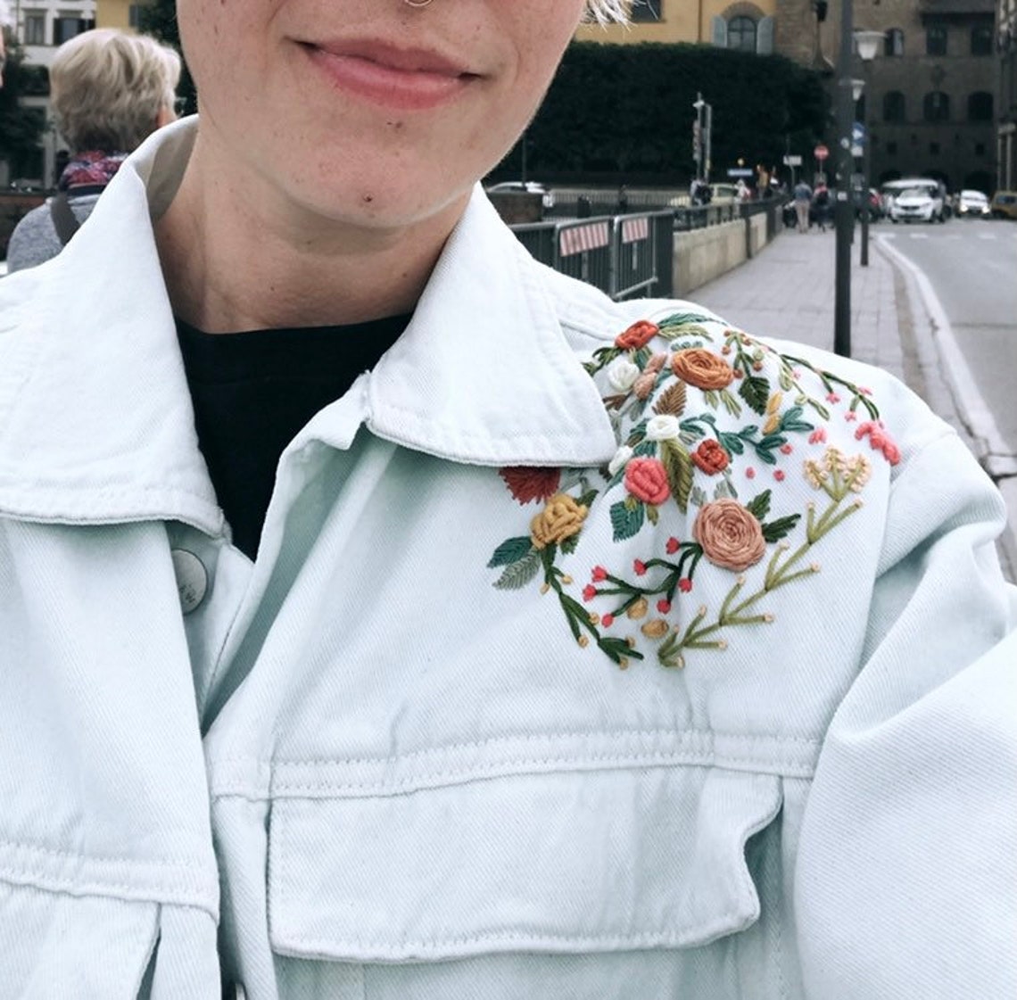Hand Embroidered Denim Jacket - Etsy