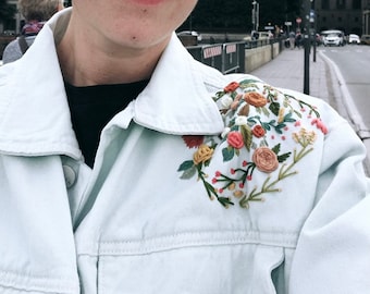 Hand Embroidered Custom Denim Jacket - Etsy