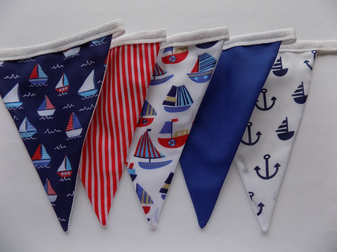 Nautical Seaside Bunting, Sailing Boats Anchors Garland, Boys’ Children ...